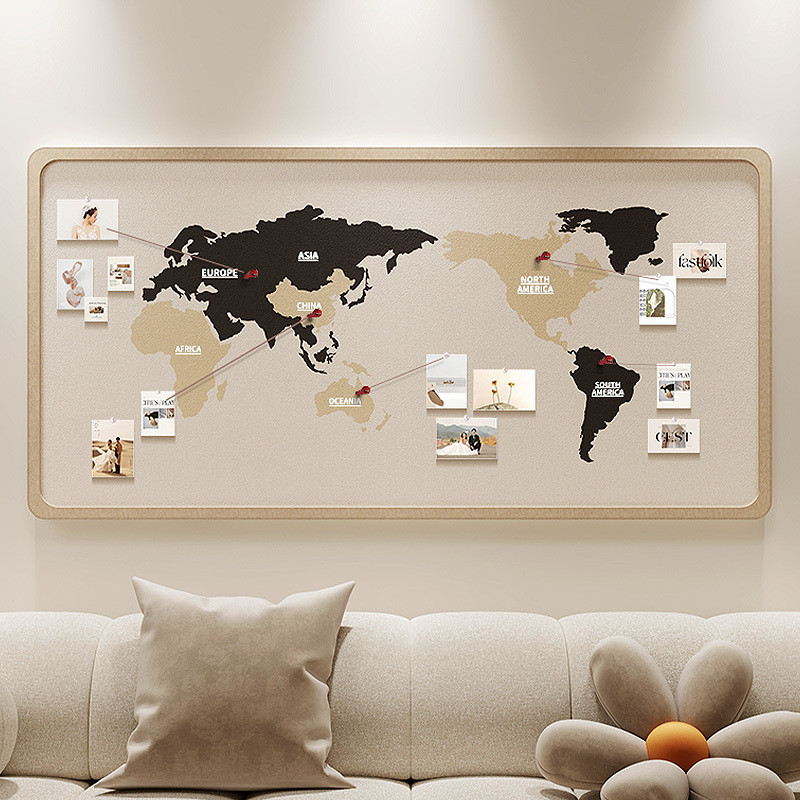 Felt Travel Footprint Map Photo Wall World Footprint Clock Mark Wall ...