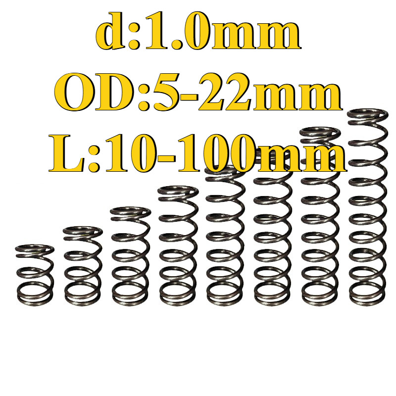 65Mn Spring Steel Compression Spring d: 1.0mm * OD: 5-22mm * L: 10 ...