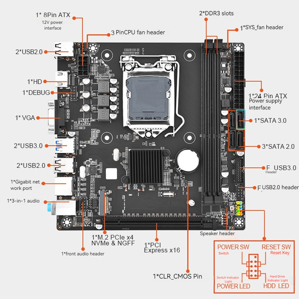 [Fricese.my] B75M-I Computer Motherboard LGA 1155 PC Mainboard DDR3 ...