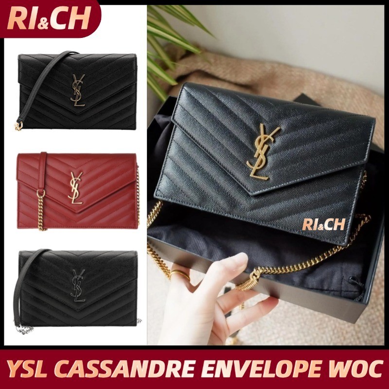 Rich In Shopee Authentic Saint Laurent YSL Envelope woc 7.5'' Chain Bag ...