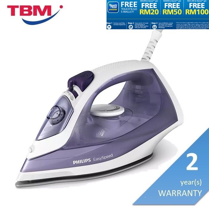 Philips GC1752/36 Steam Iron Easy Speed 3 PIN Purple | Shopee Malaysia
