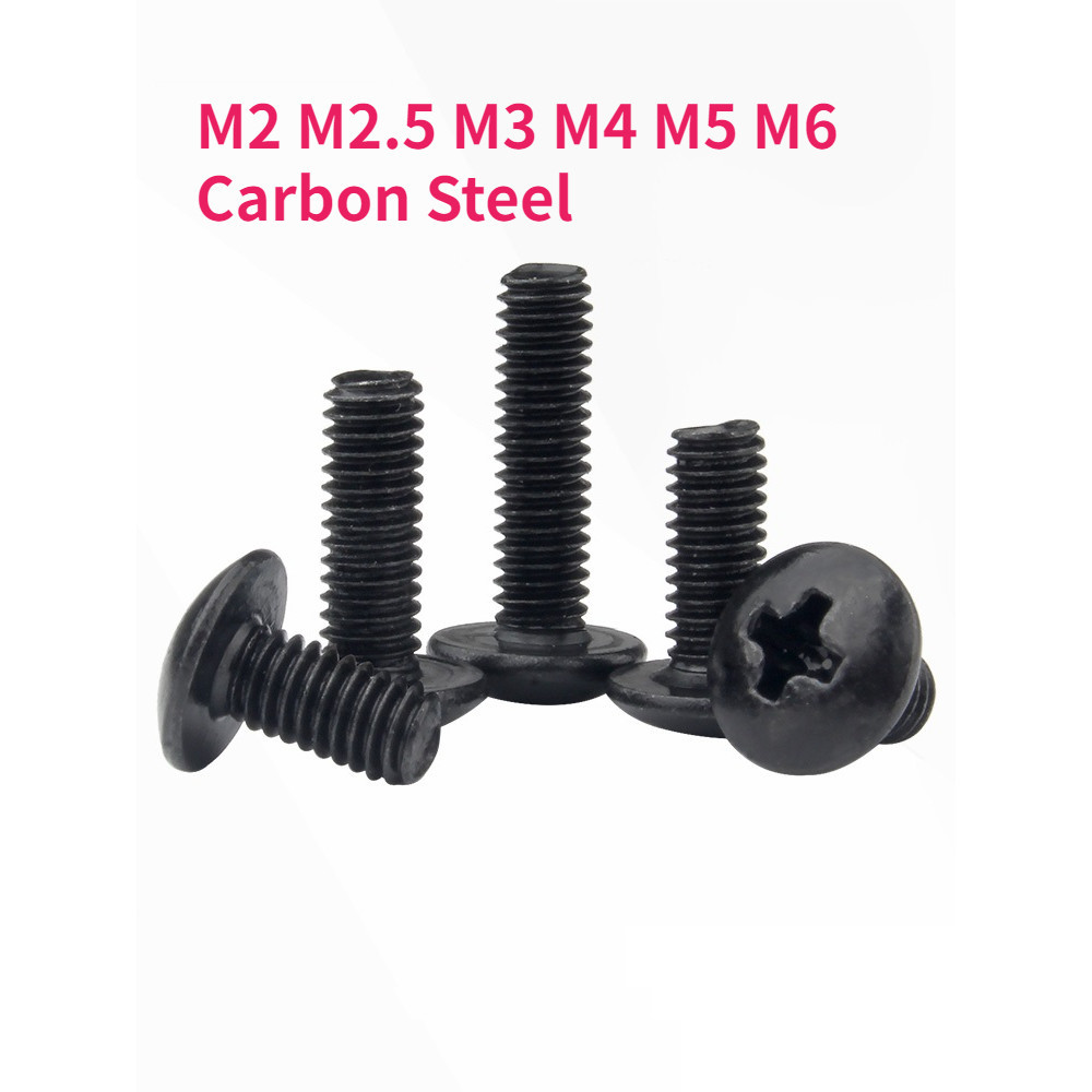 M2 M2.5 M3 M4 M5 M6 TM Screws Phillips Truss Mushroom Head Screw Black ...