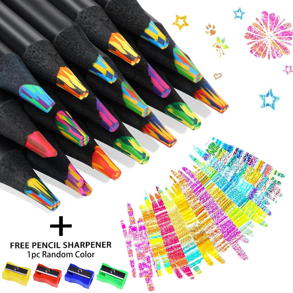 5/10/20Pcs Kawaii Rainbow Pencil 7 Colors Concentric Gradient Crayons ...