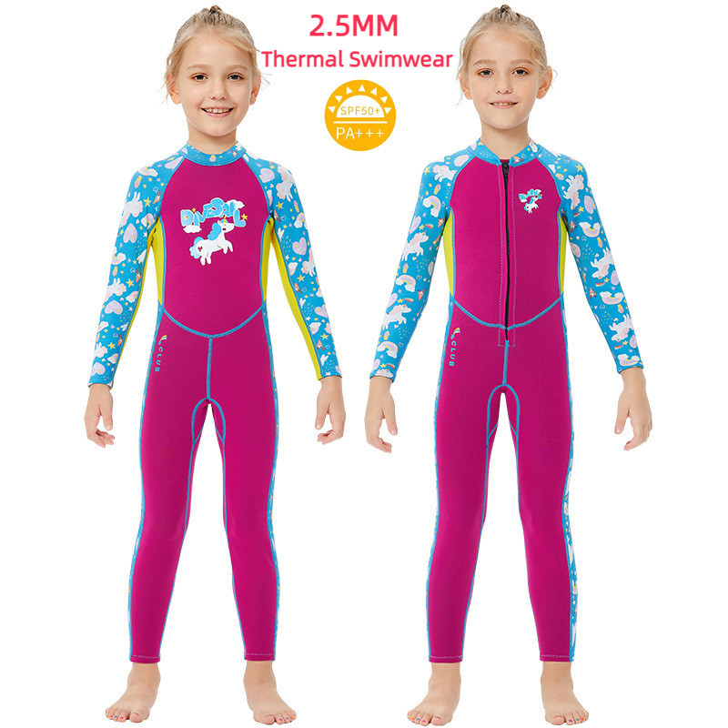 2.5MM Kids Thermal Swimsuits Girls Wetsuits One-Piece Children Thermal ...