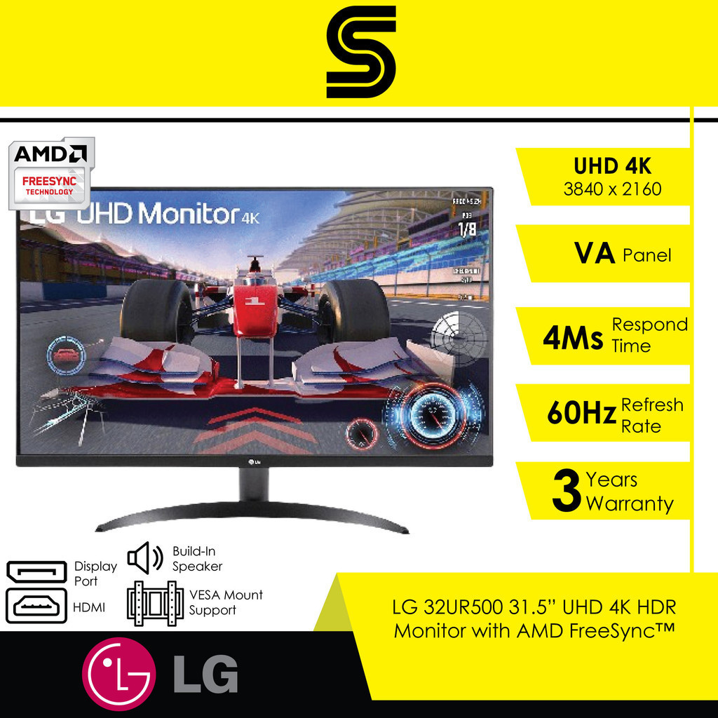 LG 32UR500-B 31.5'' UHD 4K HDR monitor with AMD FreeSync | Shopee Malaysia