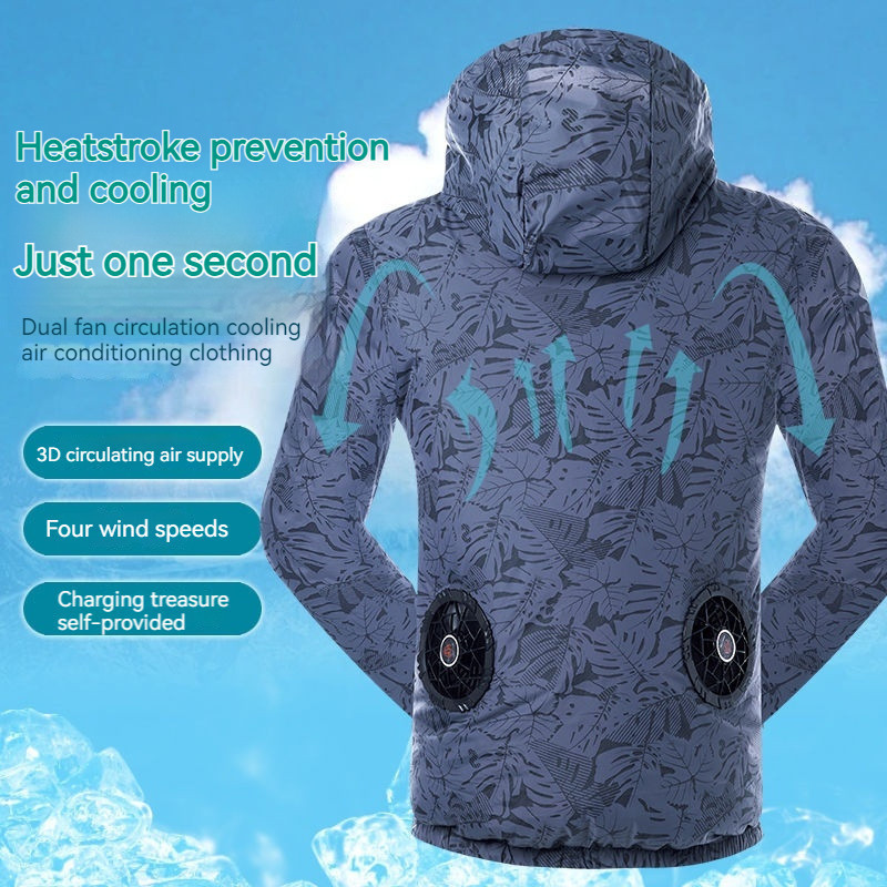 Summer Outdoor Fan Jacket with Fan Cooling and Fan Sunscreen Clothes ...