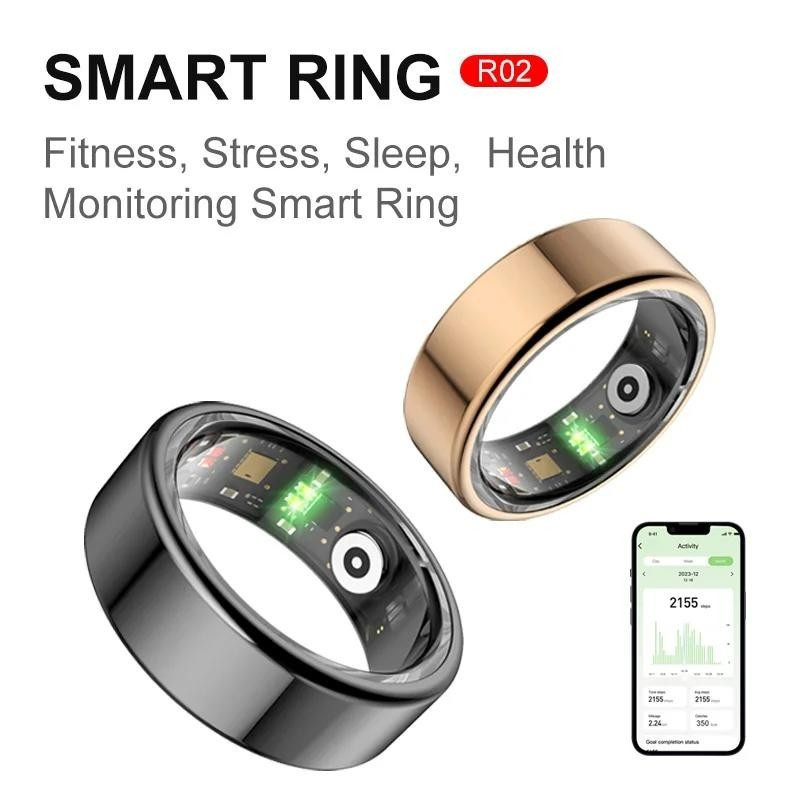 R02 Smart Ring Military Grade Titanium Steel Shell Health Monitoring IP68 & 3ATM Waterproof ...