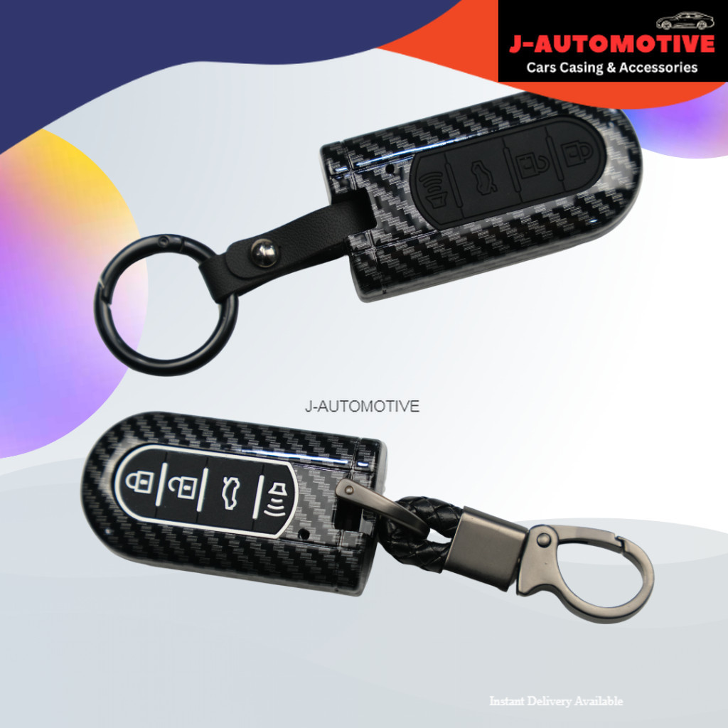PERODUA AXIA ARUZ BEZZA MYVI ATIVA ALZA Carbon Fiber Keyless Remote Car ...