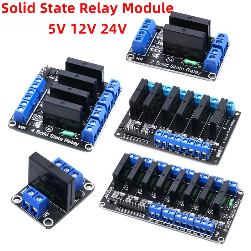 Relay Module Solid State High Level 5V 12V 24V DC 1 2 4 8 Channel SSR ...