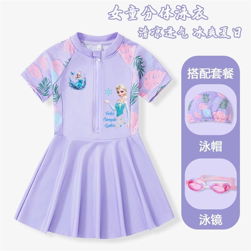 Princess Elsa Girls Swimsuit 2024 Girls One-Piece Swimsuit Sunscreen ...