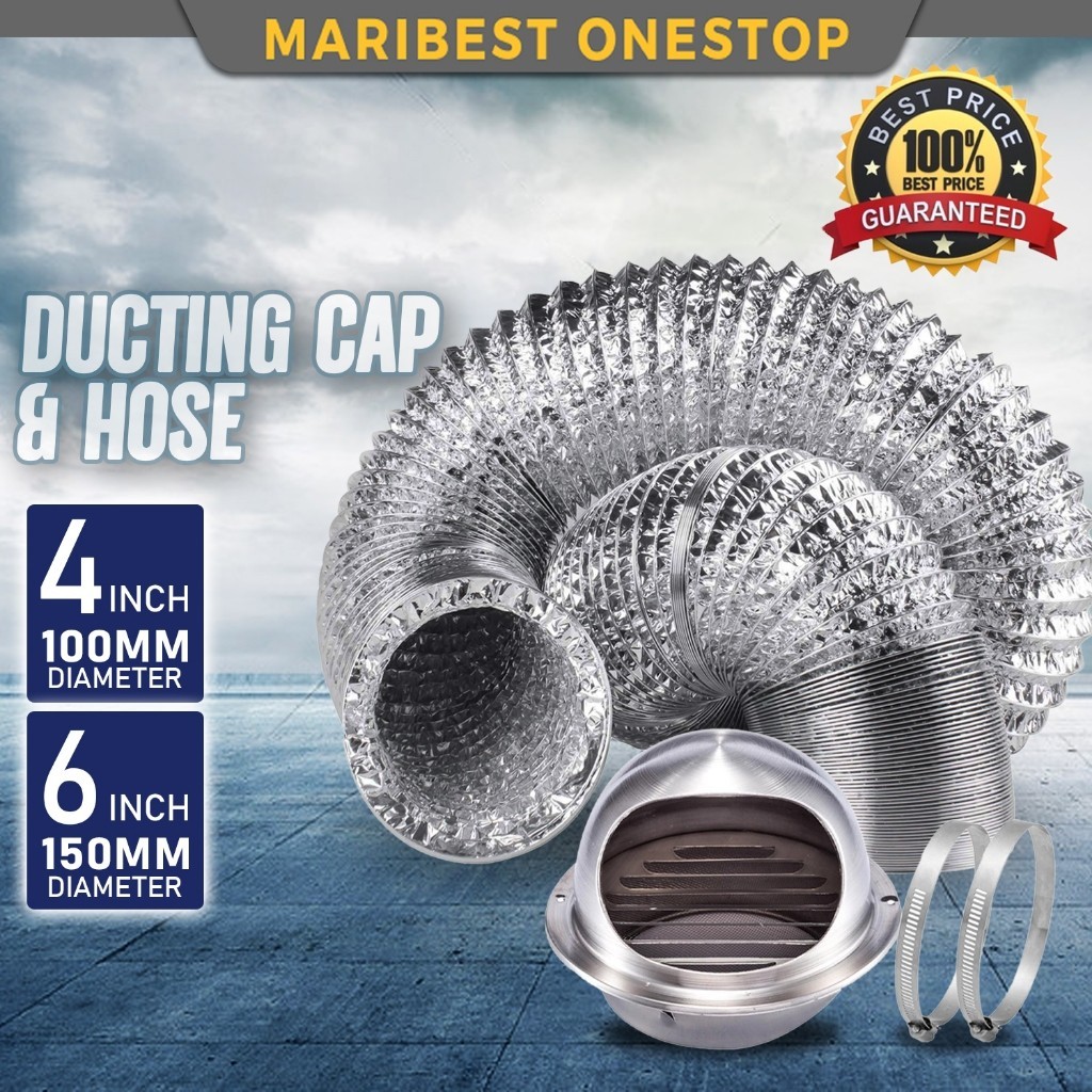 4Inch 6Inch 1.5M/3M Flexible Aluminium Ducting Hose Stainless Steel ...