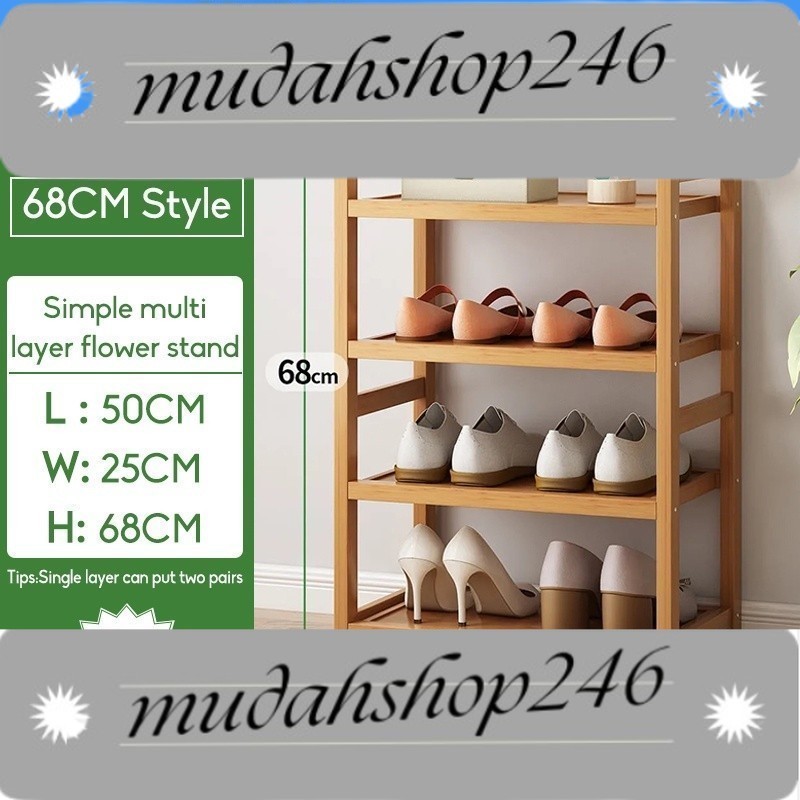 Bamboo Shoe Rack Shoes Rack wood rack 木架/ Rak Kasut Buluh Bertingkat ...