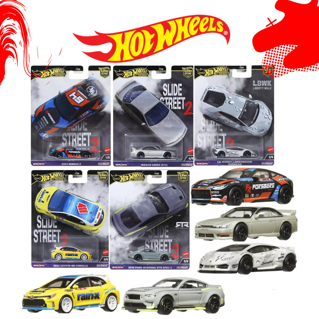 Hot Wheels Premium Slide Street 2 Variants Corolla Lambo LBWK Mustang ...