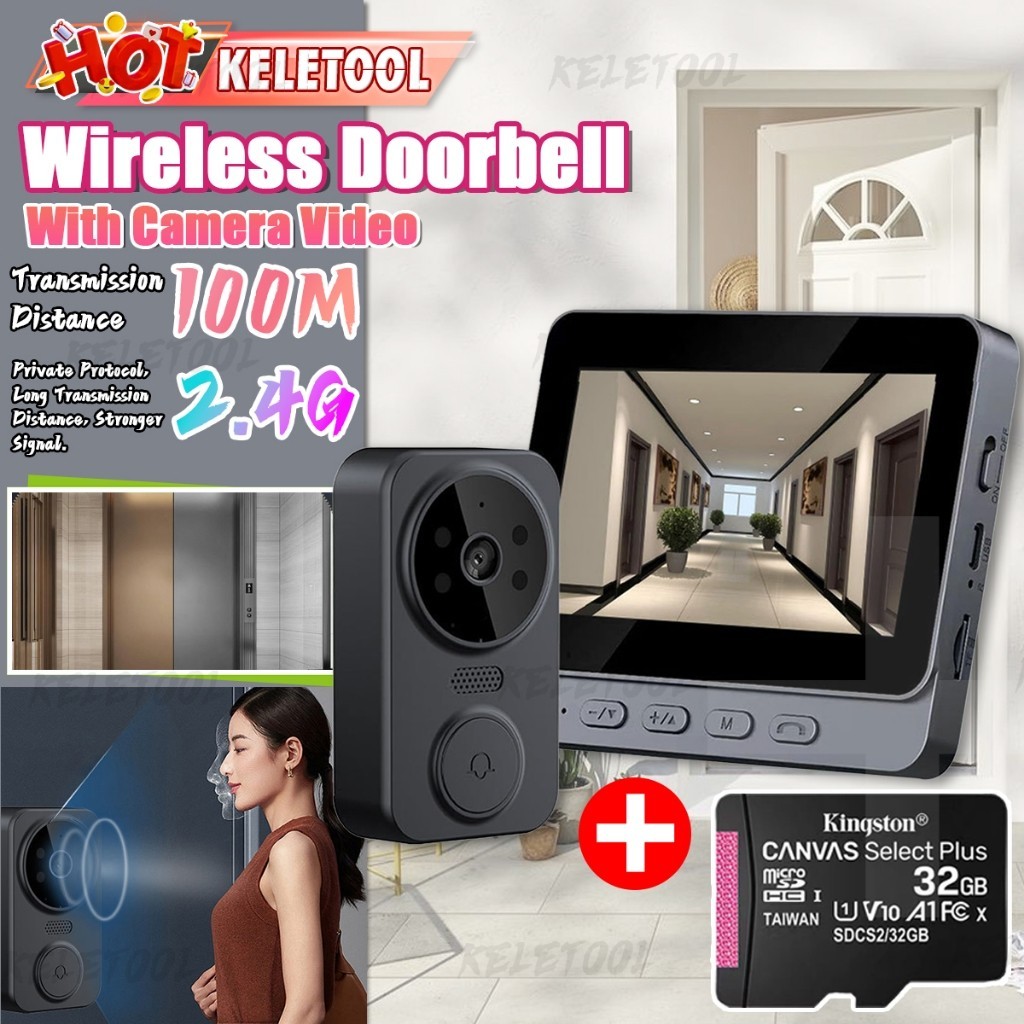 Wireless Doorbell With Camera Video Intelligent Wifi Waterproof two-way ...