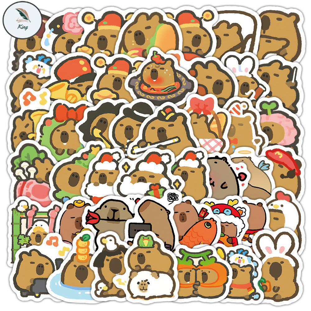 KS 100Pcs Cartoon Capybara Sticker Cute Pufferfish Graffiti Stickers ...