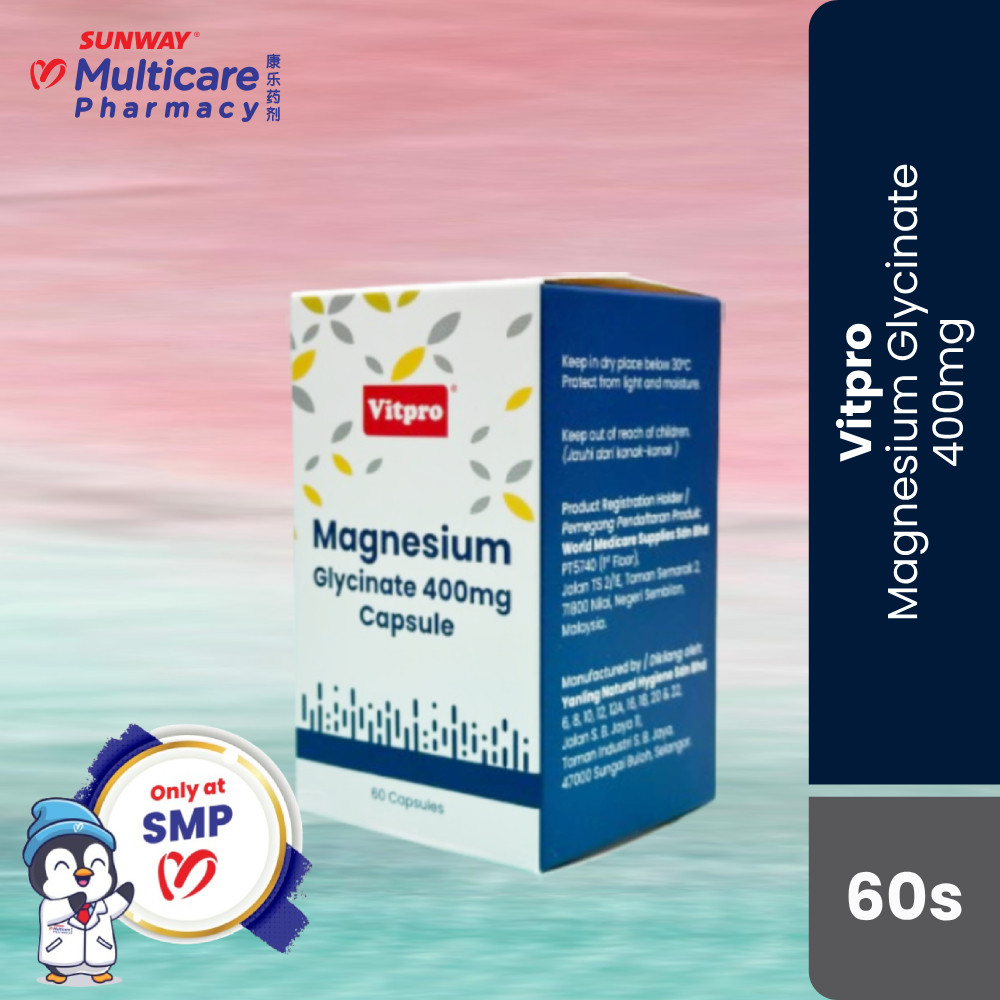 Vitpro Magnesium Glycinate 400mg Capsule 60s | Shopee Malaysia