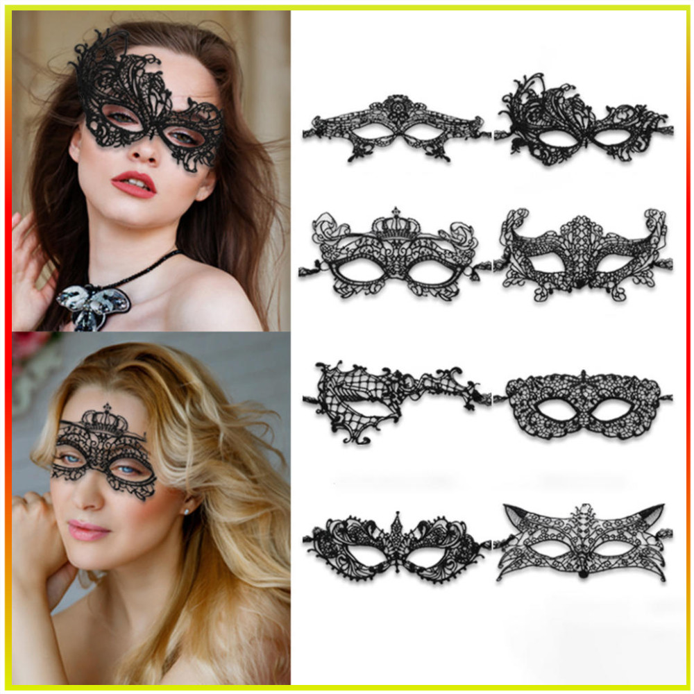 Black Lace Mask Cutout Eye Mask Ball Half Face Halloween | Shopee Malaysia