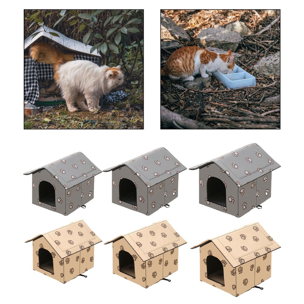 [uguuiya] Outdoor Cat House Weatherproof Bed Small House Cat Dog Tent ...