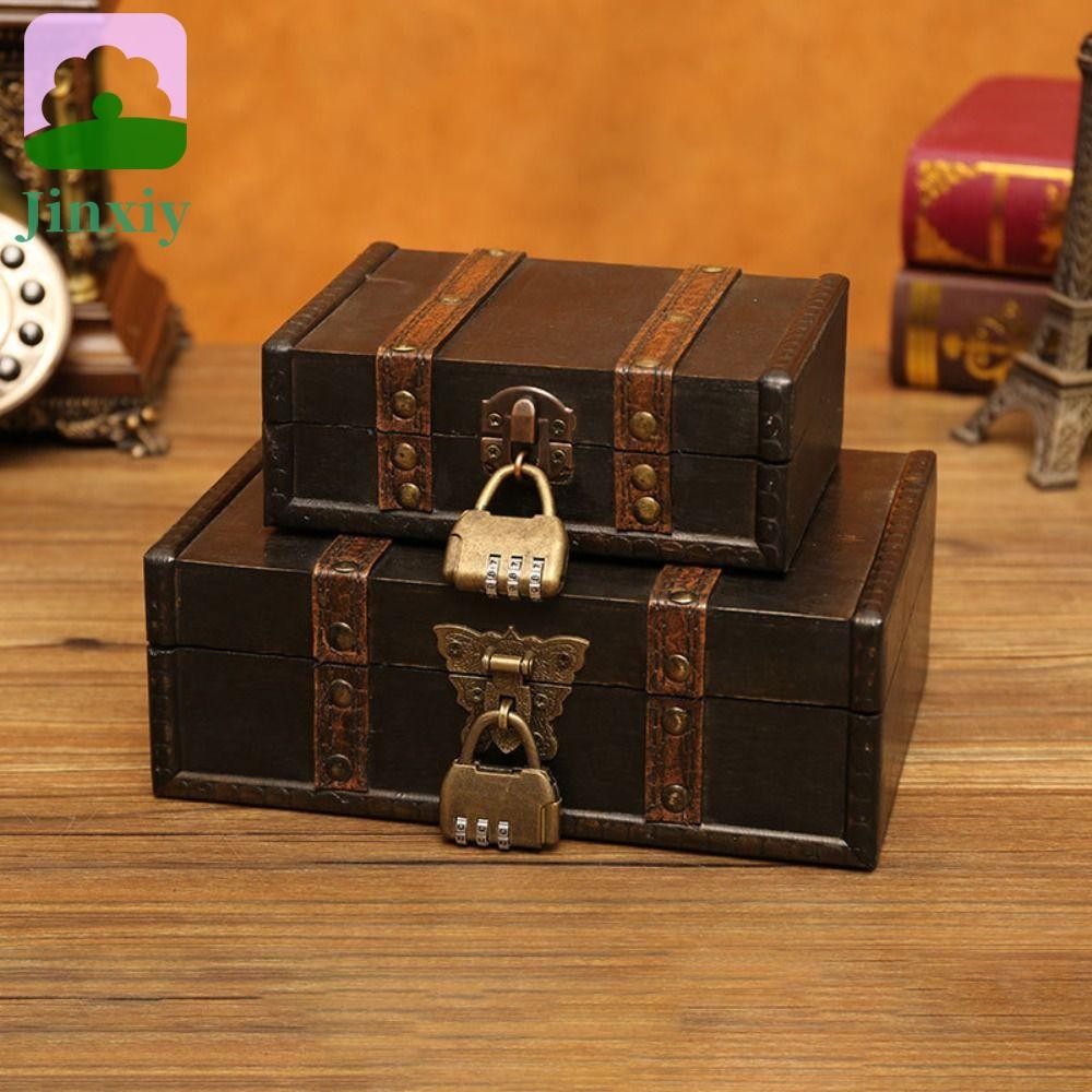 JINXIY Wooden Antique Storage Box, Multiple Sizes With Lock Vintage ...