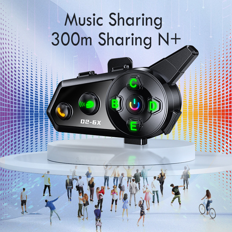2024 New D2-6X Motorcycle Helmet Bluetooth Intercom Headset 1000M ...