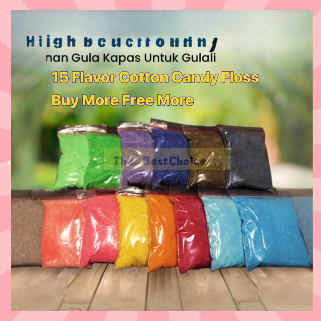 13 Flavor [100g][200g][500g][1 KG]HALAL Gula Untuk Cotton Candy Floss ...