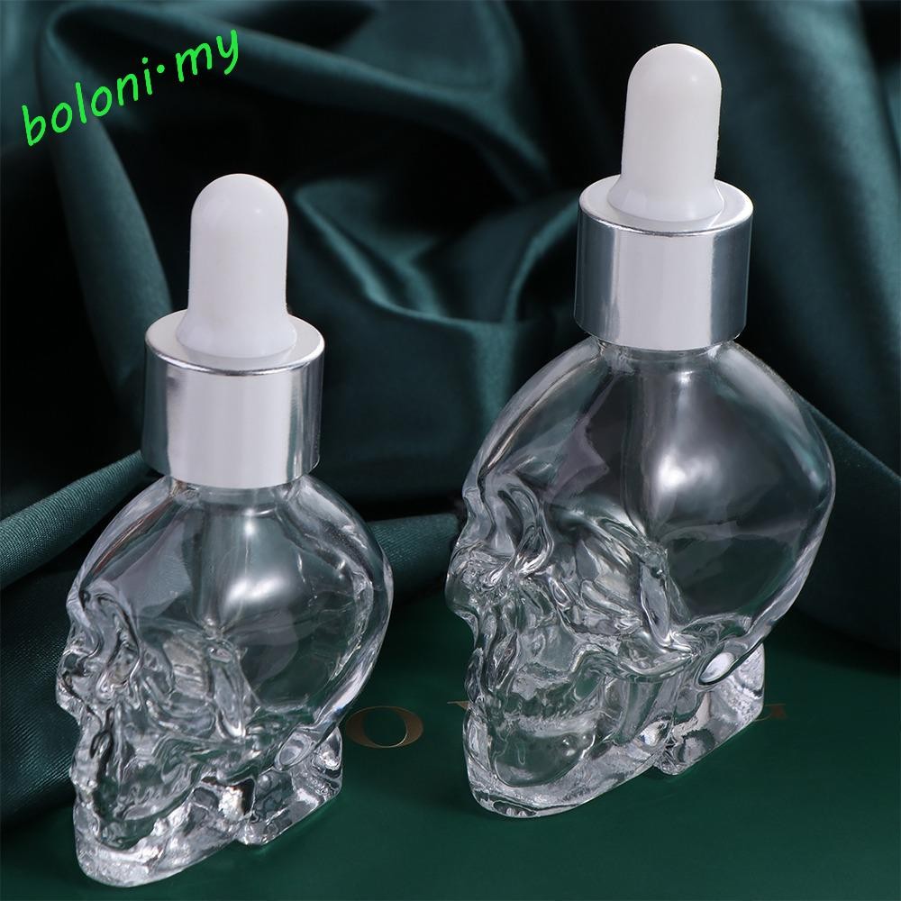 [COD] Skull Shape Bottle, Empty with Pipette Glass Liquid Dropper ...
