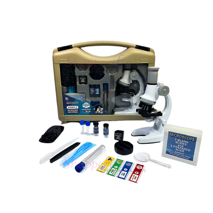 STEAM Toys Educational Diy Kids Science Microscopes Kit Set 100x 600x ...