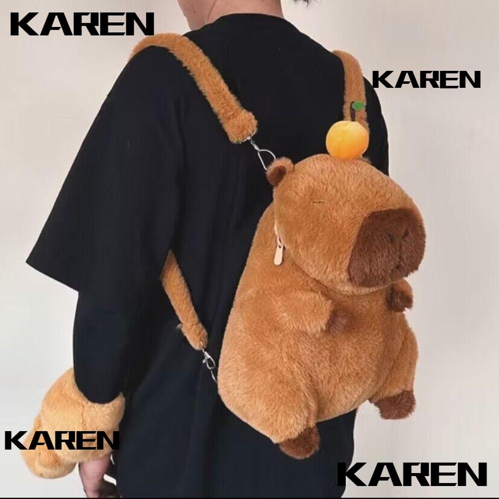 KAREN1 Capybara Backpack, Large Capacity with Leash Orange Capybara ...
