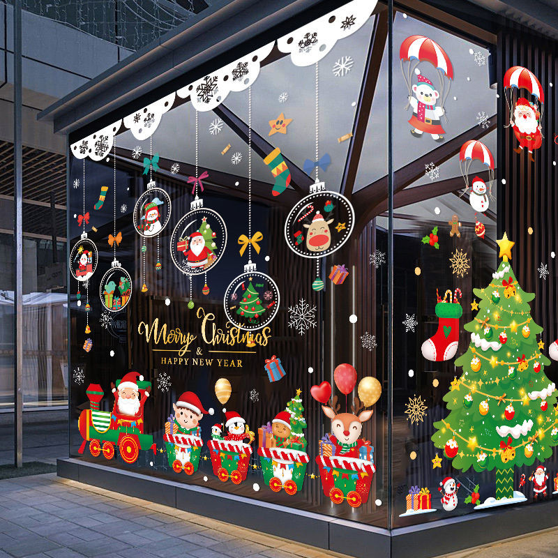 Christmas Snowflake Shopping Mall Window Stickers Electrostatic ...