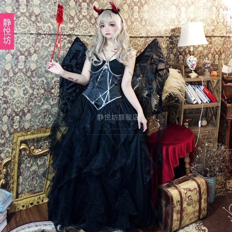 Halloween Costume Female Dark Series Devil Devil Bride Long Skirt Angel ...