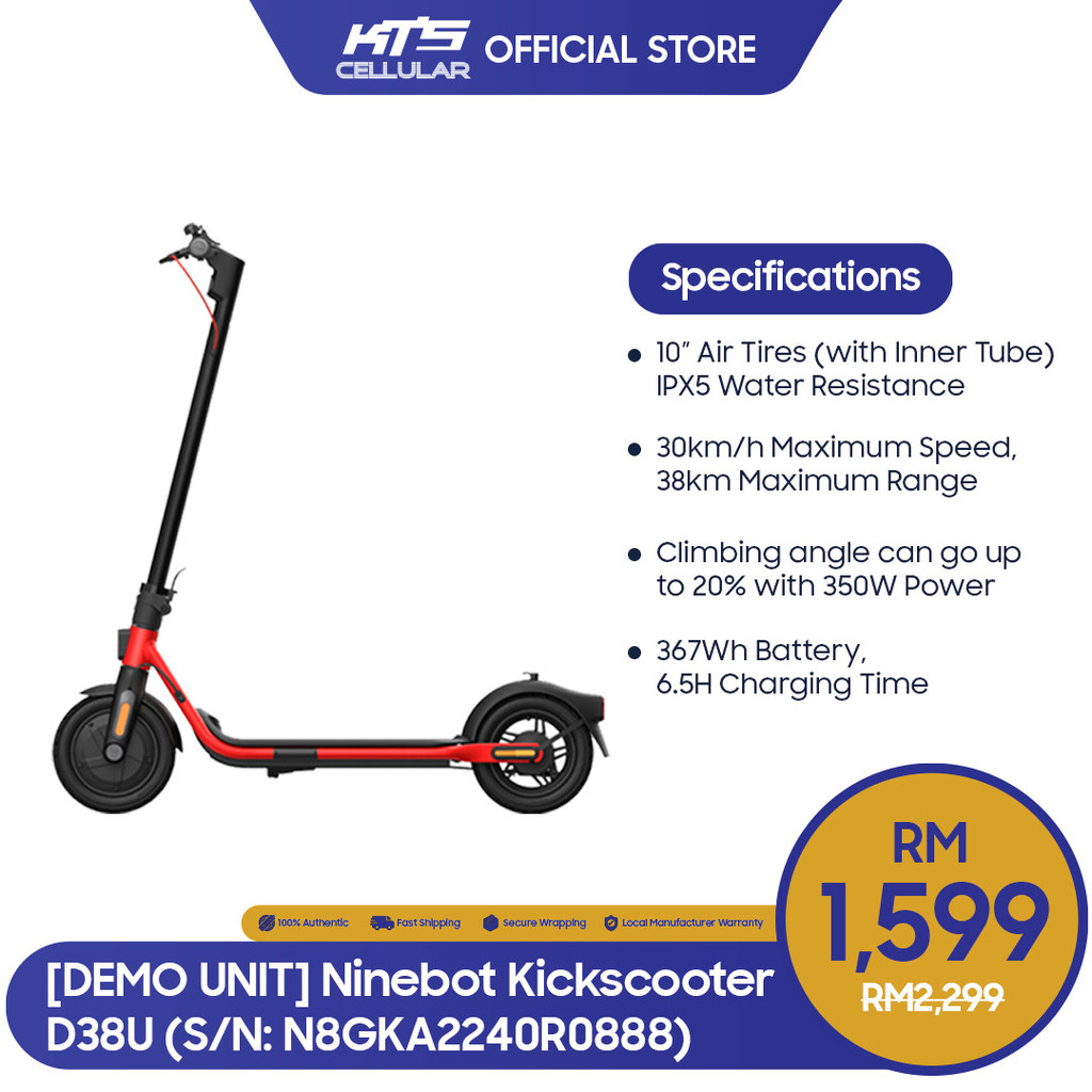 [DEMO UNIT] Ninebot Kickscooter D38U (S/N: N8GKA2240R0888) - Original by Ninebot Malaysia ...