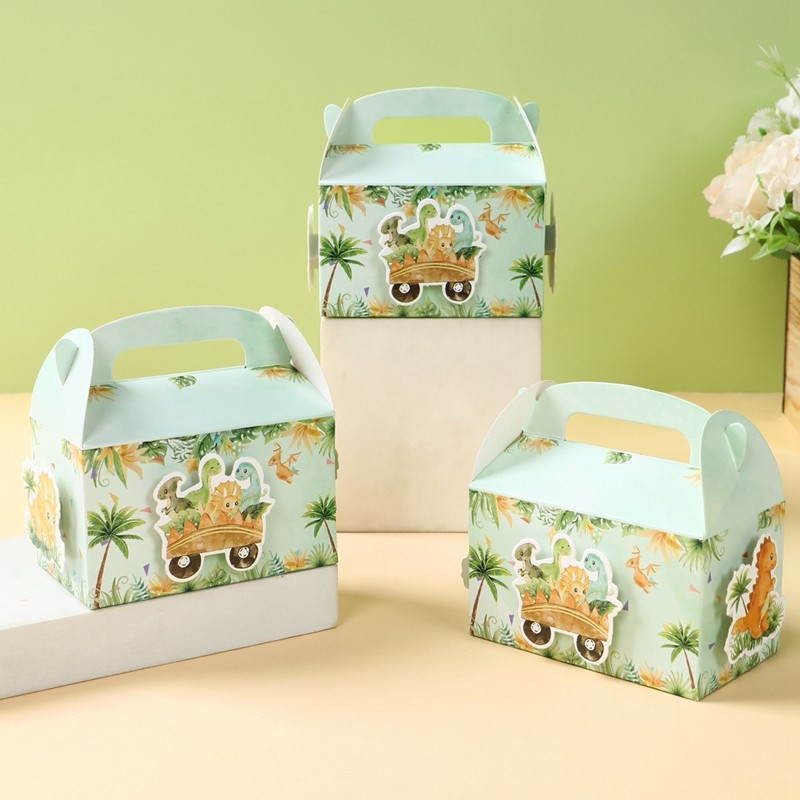 4PCS Green Dinosaur Candy Box Jungle Design Dinosaur Pattern Party Box ...
