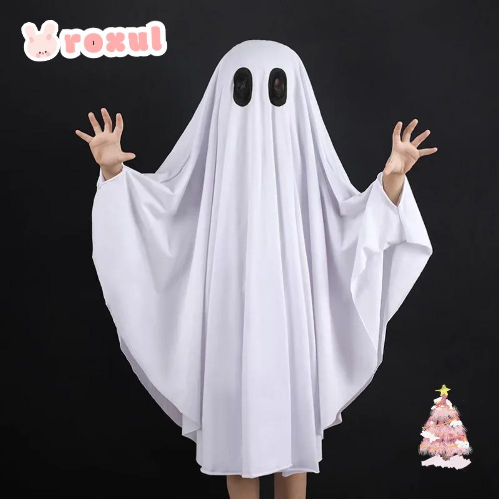 ROXUL Halloween Ghost Costume, Unisex White Halloween Ghost Cloak ...