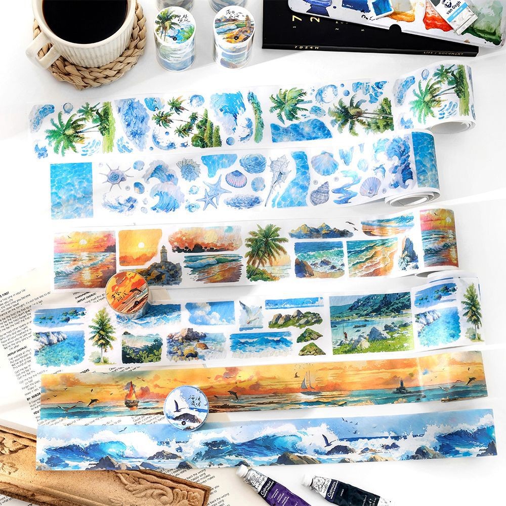 Cdaily|Wash Paper Tape Literary Landscape Stickers Handbook diy ...