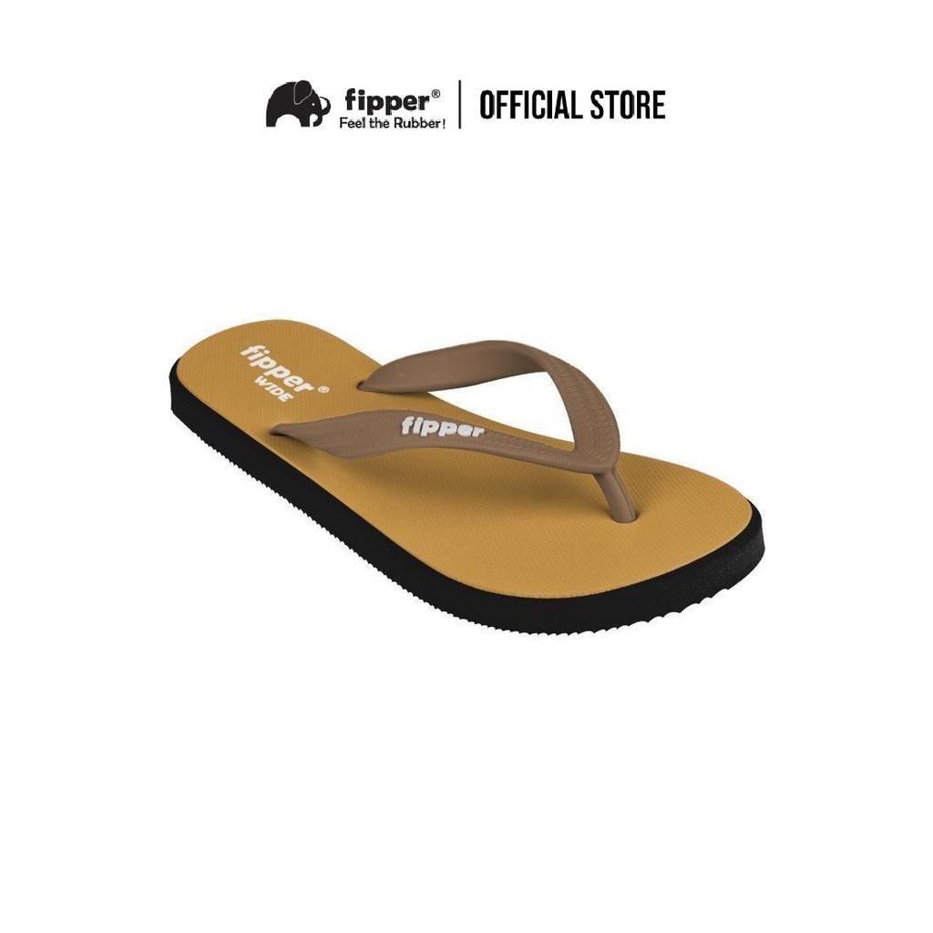 Fipper Selipar Wide Getah Gold / Black / Brown (Beaver) - Fipper Wide ...