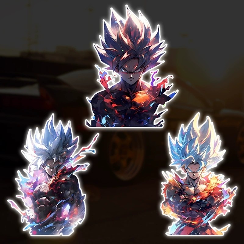 Car Stickers Dragon Ball Son Goku Wukong Super Saiyan Reflective Decals ...