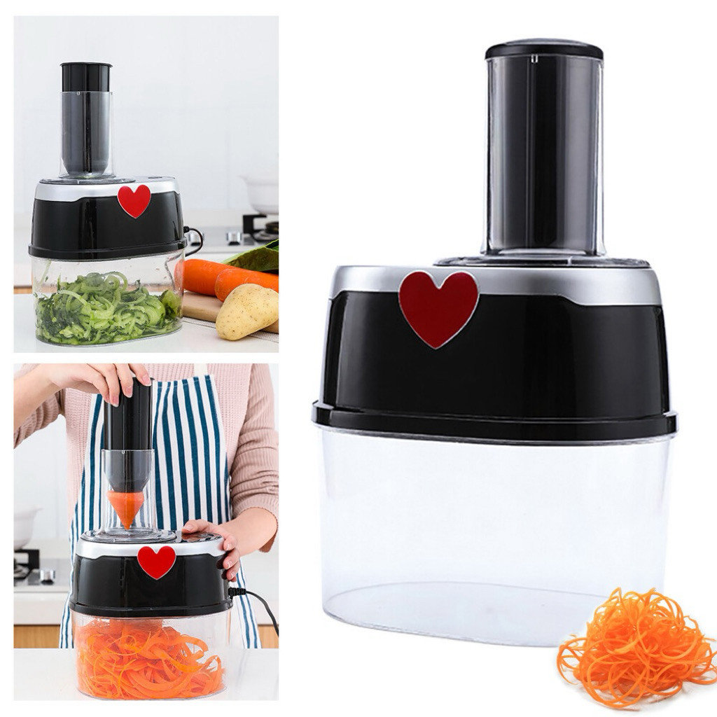 🇲🇾4in1 Electric Vegetable Cheese Fruit Spiralizer Grinder Mincer Cutter ...