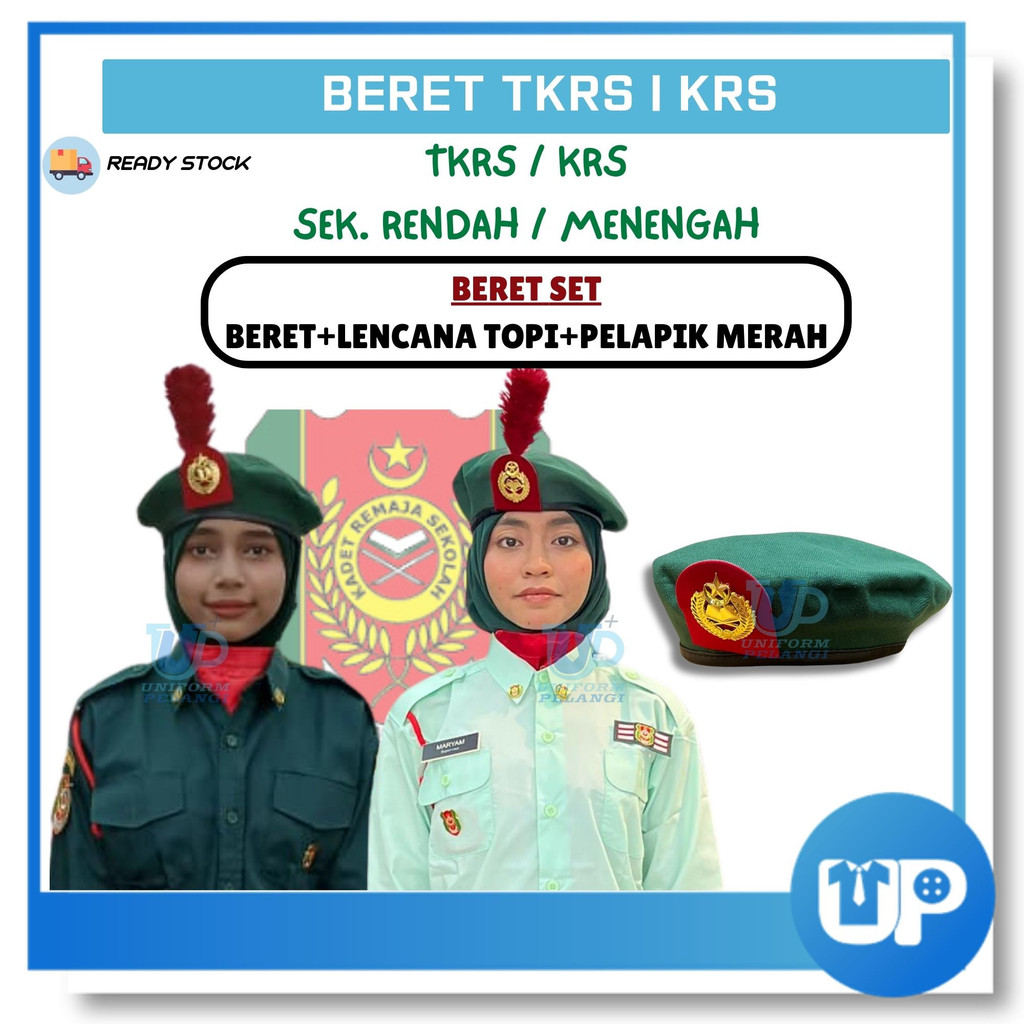 Beret KRS TKRS Hijau Kadet Kadet Remaja Topi Kosong / Beret Set Beret ...