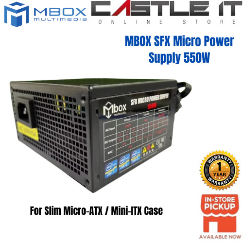 MBOX SFX Micro Power Supply 550W for Slim Micro-ATX / Mini-ITX Case ...