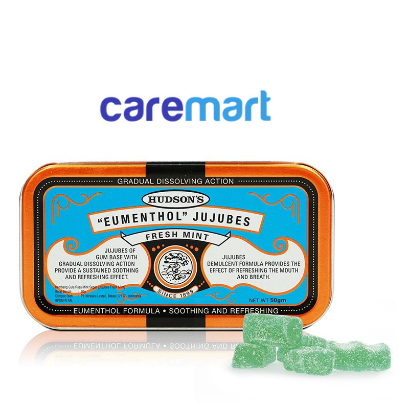 HUDSON'S "EUMENTHOL" JUJUBES FRESH MINT 50GM (TIN) (EXP:02/2026 ...