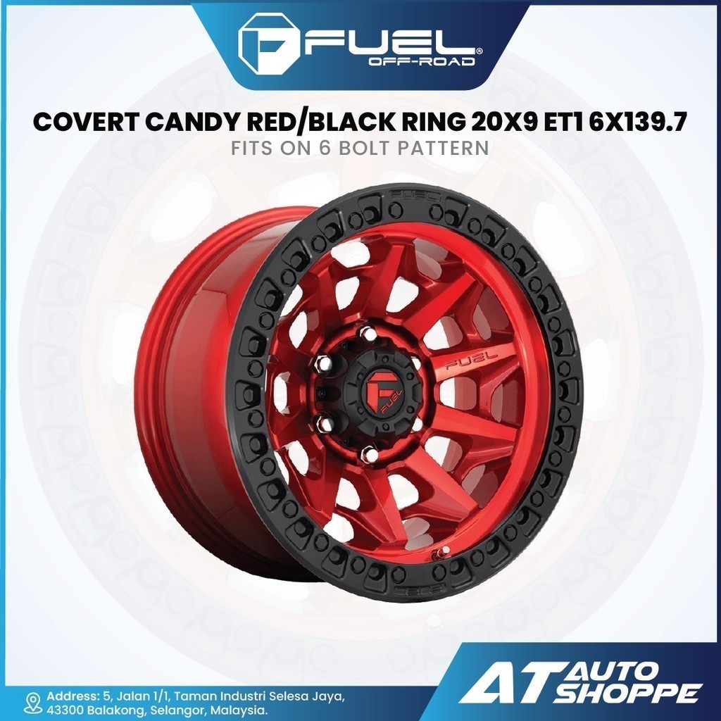 Fuel Offroad Covert - Candy Red Black Ring 20x9 ET1 6x139.7 (1 piece ...