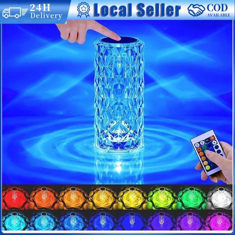 Crystal Diamond Rose light 16 Colors,RGB Night lamp with USB & Remote ...