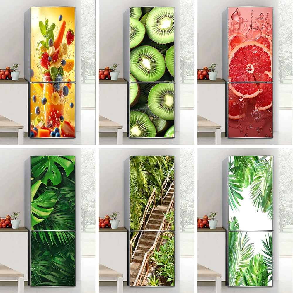 Custom 3D Realistic Fruit Printed Refrigerator Door Wrap Mural Decals ...