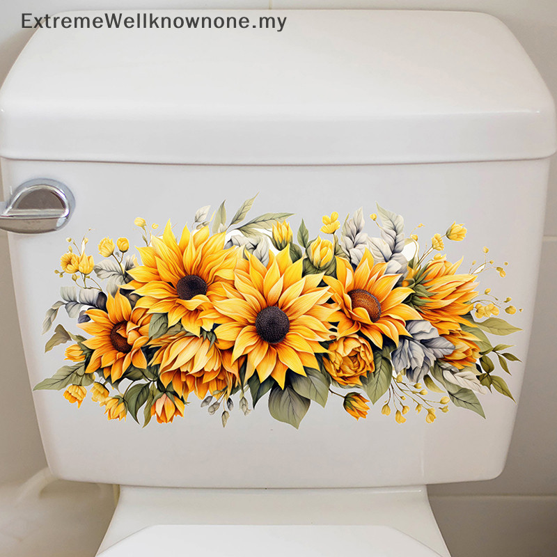 EWMY Toilet Stickers Flower Stickers Bathroom Self-adhesive Paing ...