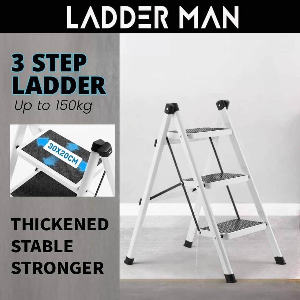 Tangga Lipat 3 Steps Foldable Portable Ladder Stool Steel Ladder Widen ...