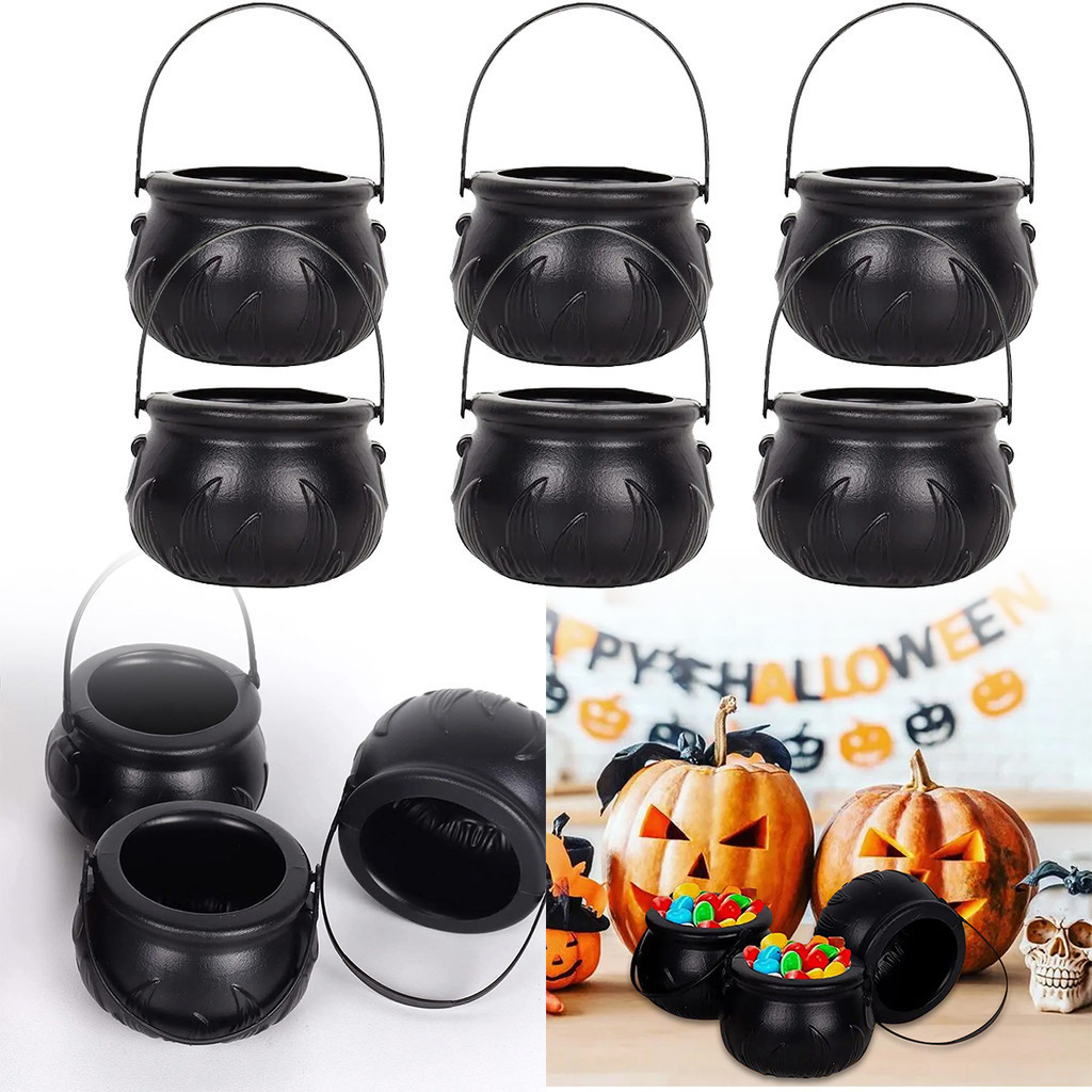 6Pcs Halloween Candy Buckets Small Trick or Treat Candy Holder Pot ...