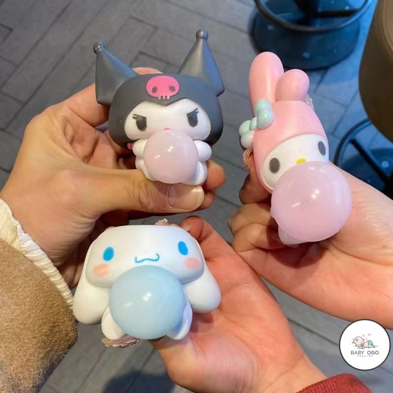 OGO Cute Sanrio Kuromi Melody Spit Bubble Doll Toys Pinch Slow Rebound ...