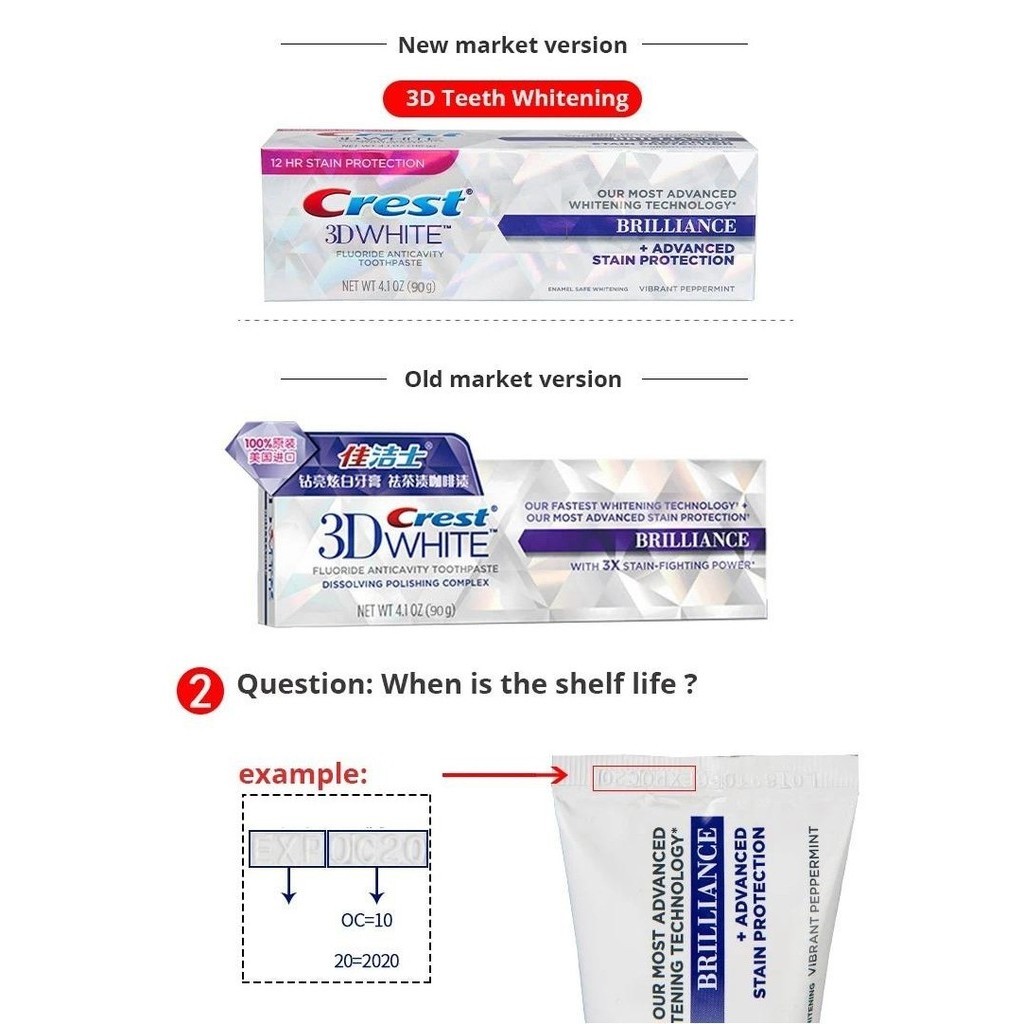 Original Crest Toothpaste 3D White Glamorous White Tooth Paste Dental Care Oral Hygiene Tooth ...