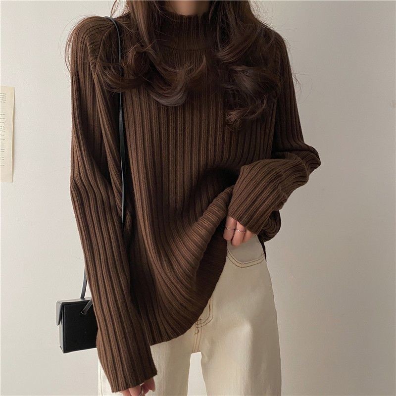 Lazy style semi-turtleneck sweater for autumn and winter new style ...