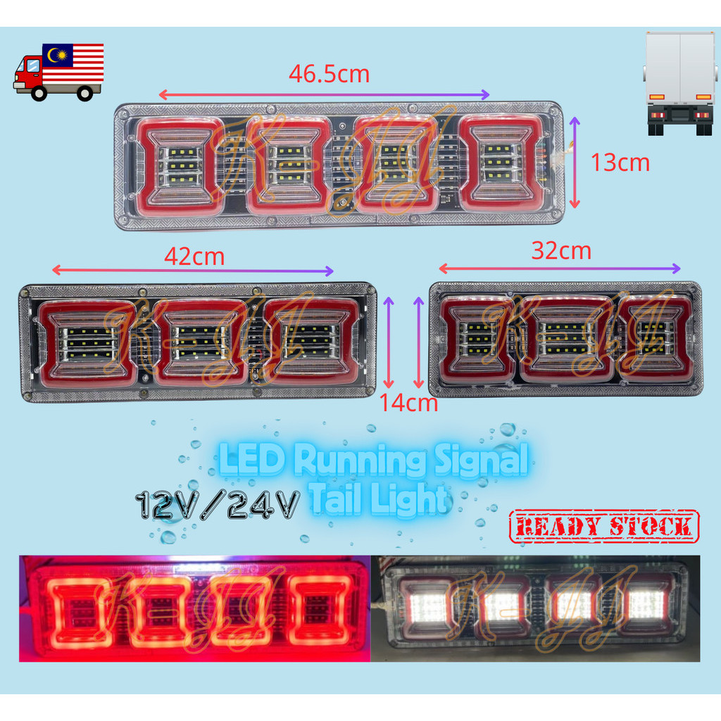 LED 12/24V Truck Tail Lights Trailer Brake Lights Rear Dynamic Running ...